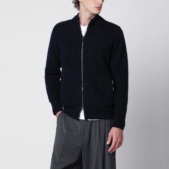 Drumohr Blaue Strickjacke aus Wolle mit Rei&szlig;verschluss