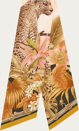 Ferragamo Damen Bandeau-Tuch mit-Raubkatzen-Print Orange