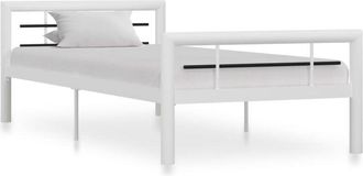 vidaXL Bettgestell Wei&szlig; und Schwarz Metall 100 &times; 200 cm Vidaxl