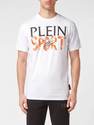 Plein Sport T-shirt en coton avec logo contrastant imprim&eacute; sur le devant