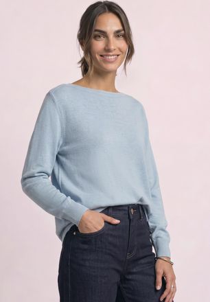 Street One Strickpullover STREET ONE, Damen, Gr. 34, blau (pale blau meliert), Stoff, 60% Viskose, 40% Baumwolle, unifarben, comfort fit normal, U-Boot-Ausschnit