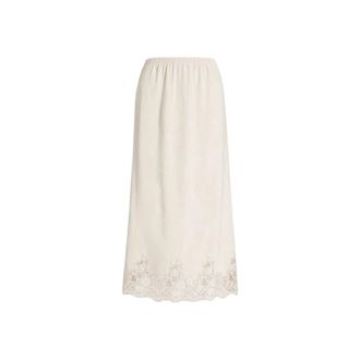 Alberta Ferretti Gerader Midirock mit Spitzendetail - - Skirts - Damen - Beige - M