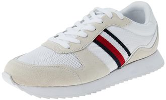 Tommy Hilfiger Herren Runner Sneaker Runner Evo Mix Sportschuhe, Weiß (White), 45
