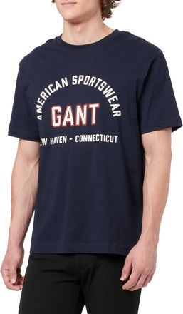 GANT Herren Printed Graphic SS T-Shirt, Blau, L
