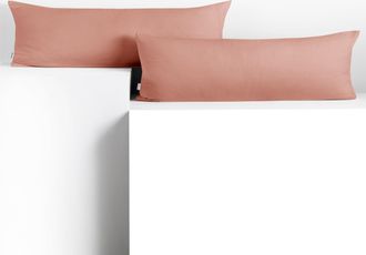 Decoking 2 Kissenbezüge 40x145 cm Jersey 100% gekämmte Baumwolle Reißverschluss Lachs Amber