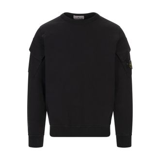 Stone Island Homme, Sweatshirts et sweats &agrave; capuche, Noir, Taille: 2XL SweaT-shirt &agrave; col rond avec manches raglan