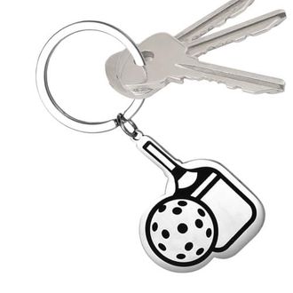 Generic Porte-cl&eacute;s en forme de pagaie - Cordon de voiture en acier inoxydable, support compact, breloque pickleball, petit accessoire d&eacute;coratif pour sac &agrave; mai