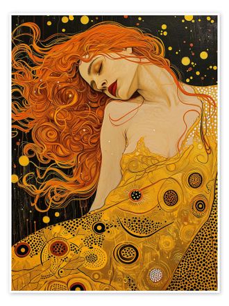 Posterlounge Jugendstil Träumerei Poster von Frank Daske 30 x 40 cm Gelb Wandbilder Wanddeko