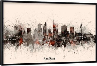 artboxONE Poster mit schwarzem Rahmen 90x60 cm Städte Frankfurt Skyline Artistic beige - Bild Frankfurt beige Cities
