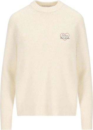 Giada Benincasa Femme, Pulls, Beige, Taille: 40 FR Pull Crème à Rayures Boxy