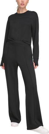 DKNY Womens Wide Leg Greenwich Pants, Black, Small