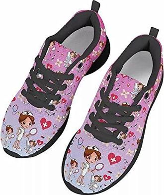 CHAQLIN Baskets légères pour femme - Pour le sport, la gym, la marche, le tennis, la course, Infirmière rose blanche, 40 EU
