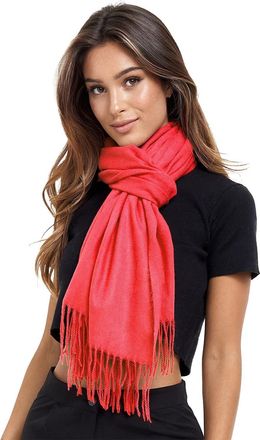 Glamexx24 Schal Damen Winterschal Gef&uuml;hl Langer Schal mit Fransen Baumwolle Warm Herbst Winter Unifarben Deckenschal und T&uuml;cher 200 x 74 cm