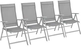 Songmics Gartenstühle, faltbar, Gartenstühle, Gartensitze, robuster Aluminiumrahmen, Rückenlehne in 8 Positionen verstellbar, Belastung 150 kg, Grau, GCB30GY