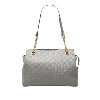 Gucci Pre-owned Umh&auml;ngetasche aus gepr&auml;gtem Leder - - Pre-owned - Damen - Grau - ONE SIZE