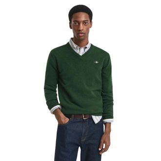 GANT Superfeine Lammwolle V-Ausschnitt - - Knitwear - Herren - Gr&uuml;n - S