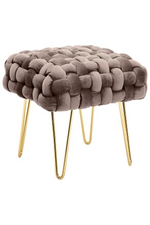 Xora Hocker Amy, Grau, Gold, Metall, Textil, quadratisch, 44x41x44 cm, Wohnzimmer, Hocker, Sitzhocker