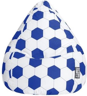 Sitting Point Pouf Football FANKURVE XL, Bleu et Blanc, env. 220 l