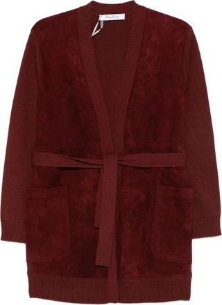 Max Mara Suede-panelled Belted Cardigan