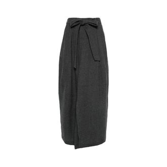 Alysi Femme, Jupes, Gris, Taille: 38 FR Jupe Midi en Laine Douce Gris Anthracite