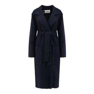 Max Mara Blauer Woll-Kaschmir-Mantel mit G&uuml;rtel - - Coats - Damen - Blau - L
