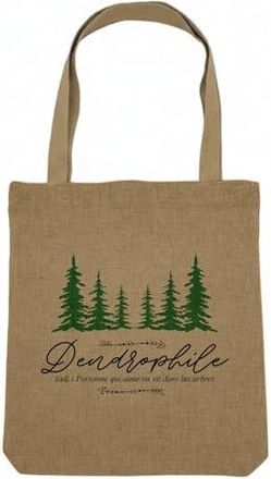 Fabulous Sac Shopping Tote Bag Aspect Lin - Dendrophile Nature Arbre For&ecirc;t Amour Boh&eacute;mien - Sac de Courses Toile Epaisse 360g Beige Naturel Cabas Port&eacute; Epaule 