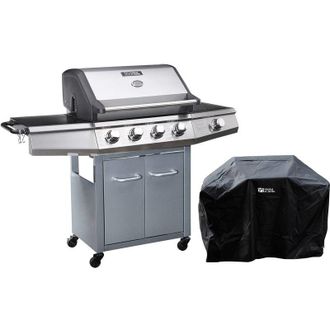 Habitat et Jardin Habitat Et Jardin - Barbecue gaz avec led Bingo 5 - 5 Brûleurs dont 1 latéral - 15.2kW + Housse protection - Argenté