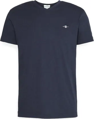 GANT Gant Herren Slim Shield V-Neck T-Shirt T Shirt, Evening Blue, XXL EU