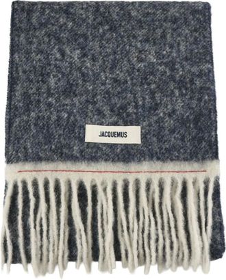 Jacquemus Homme, Accessoires, Bleu, Taille: ONE Size Écharpe à rayures en mohair-alpaga