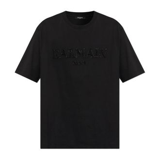 Balmain Homme, Tops, Noir, Taille: M T-shirt avec cristaux scintillants