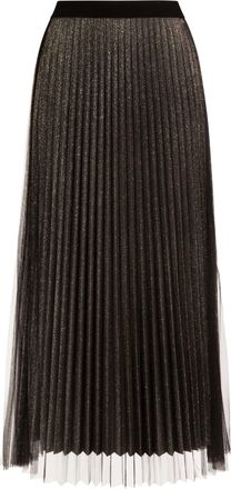 Apart Fashion Damen Plisseerock Rock, Schwarz-silber, 44 EU