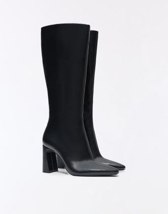 Bershka Bottes &agrave; talon carr&eacute; - Noir