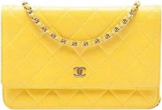 Chanel Portefeuille sur cha&icirc;ne Pre-owned - Femme - Pre-owned - Jaune - Taille: ONE Size
