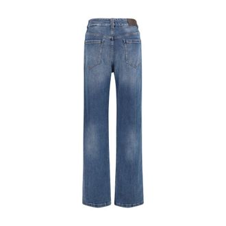 Brunello Cucinelli Womens Blue Cotton Relaxed Fit Jeans Clothing