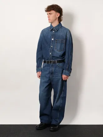 Givenchy Mens Twisted Stone-Washed Denim Jeans Blue Cotton