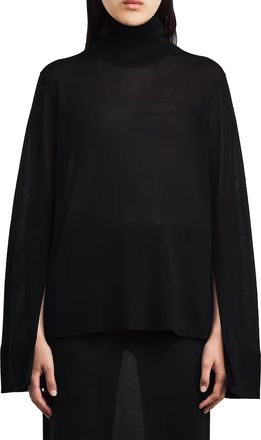 Toteme Semi-Sheer Split-Sleeve Rollneck Top Size S