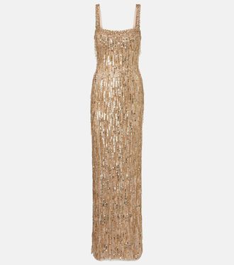 Jenny Packham Robe longue Fleur &agrave; ornements