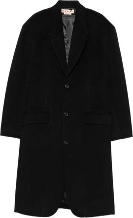 Marni Manteau droit &agrave; revers en pointe - Homme - Manteaux - Noir - Taille: L