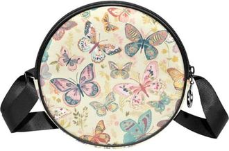 Generic Sac &agrave; bandouli&egrave;re rond pour femme, petit sac &agrave; bandouli&egrave;re color&eacute; avec fermeture &eacute;clair, bretelles r&eacute;glables, sac &agrave; main rond d&eacute;contract&eacute; pour femmes 