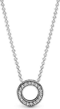 Pandora Kette mit Anh&auml;nger Hearts of PANDORA Necklace Silber Zirkonia 397436CZ-45