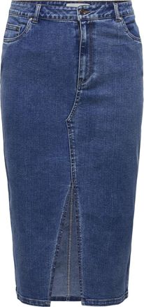 Only Carmakoma Damen Carsiri Front Slit Skirt DNM Gua Noos Rock, Medium Blue Denim, 52 EU
