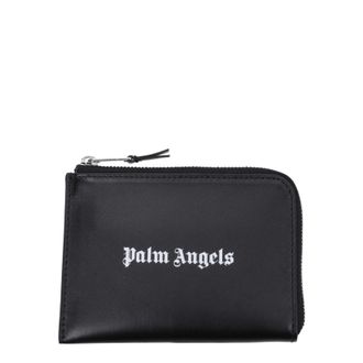 Palm Angels Hommess Portefeuille en cuir noir
