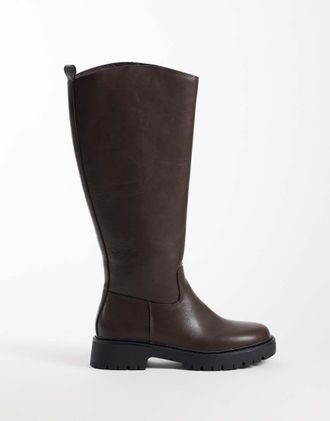 London Rebel Clove bottes montantes chunky marron