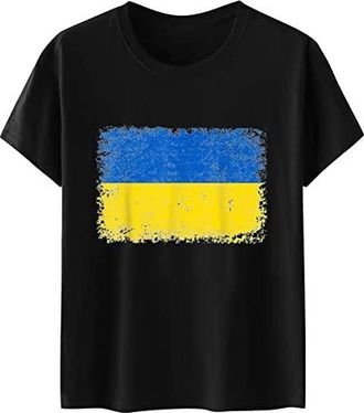 Janly T-shirt &agrave; personnaliser soi-m&ecirc;me drapeau ukrainien T-shirt &agrave; manches courtes T-shirt d&eacute;contract&eacute; mode pour femmes et hommes T-shirts personnalis&eacute;s pou