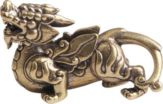 MagiDeal Kreative Feng Shui Messing Qilin Kylin Statue Figur Figuren Ornamente Handgefertigte lebensechte Statuette für Glückwunsch-Einrichtungsdekorationen