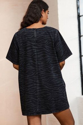 Next Jeanskleid Kurz&auml;rmeliges T-Shirt-Kleid aus Denim (1-tlg)