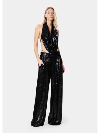 Amazu&igrave;n Womens Sequin Halter Top Black Polyester Tops