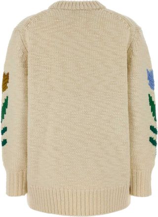 Chlo&eacute; Floral-Intarsia Virgin Wool Sweater - Beige