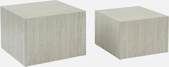 Sweeek Lot de 2 Tables Basses Effet marbre Blanc cassé Paros. L 58 x l 58 x H 40cm / L 50 x l 50 x H 33cm