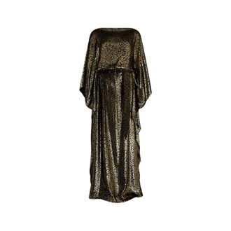 Roberto Cavalli Gl&auml;nzendes Kimono-Kleid mit Animal-Print aus Seide - - Dresses - Damen - Schwarzk - M